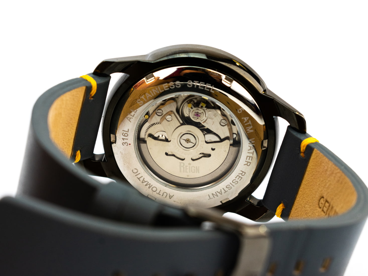 Reign Monarch Automatic Domed Sapphire Crystal Leather-Band Watch ...